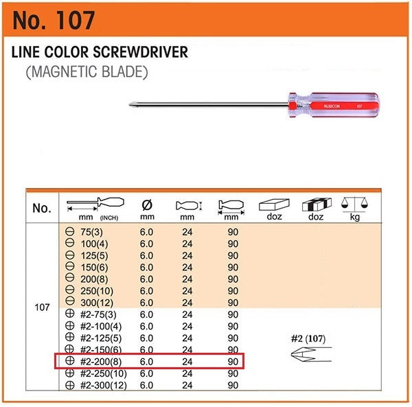 DESARMADOR 8" ESTRELLA (+) 107-2X8 (1/4") RUBICON (pza) - 24617 | Edisel Tools Store – Edisel ...