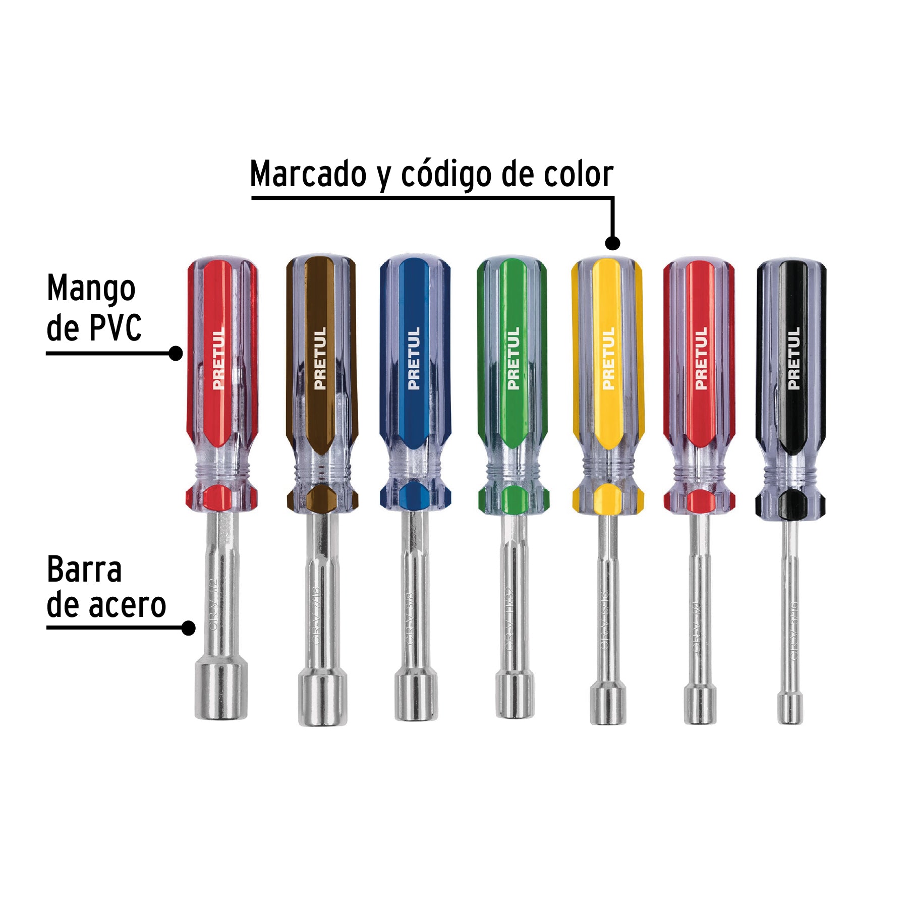 Juego de 7 desarmadores tipo dado mango de PVC, Pretul - 21420 | EDISEL ...