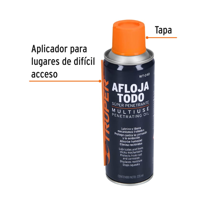 Aceite aflojatodo en aerosol de 235 ml, Truper - 13469 | Edisel Tools Store – Edisel Tool Store